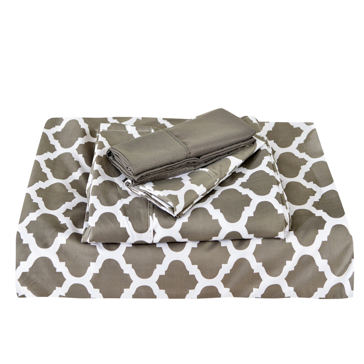 American Home Collection Gray Quatrefoil Sheet Set